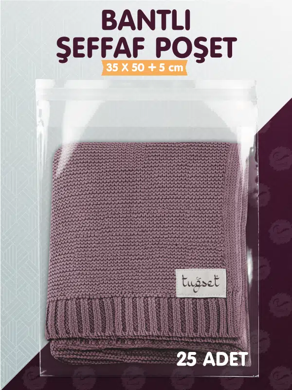 Bantlı Şeffaf Poşet (35*50+5cm) 25 Adet Parlak Jelatin Paket Hediye ...